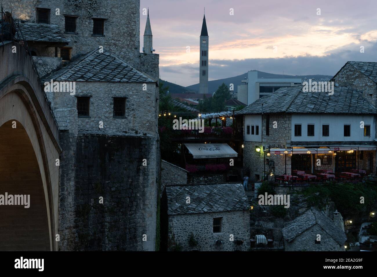 Mostar Skyline at Sunset Stock Photo - Alamy