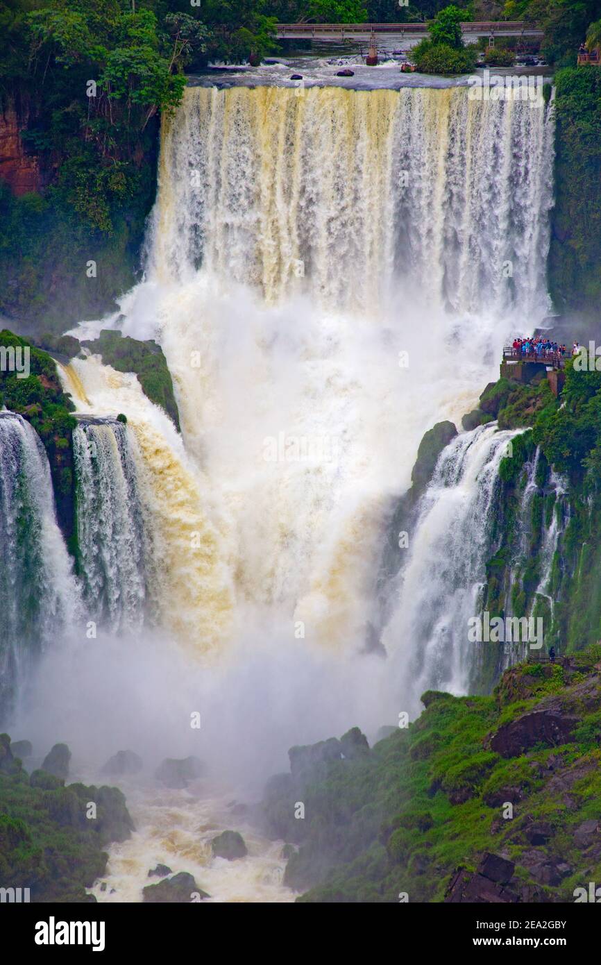 Famous Iguazu falls on the border between Argentina and Brazil Stock ...