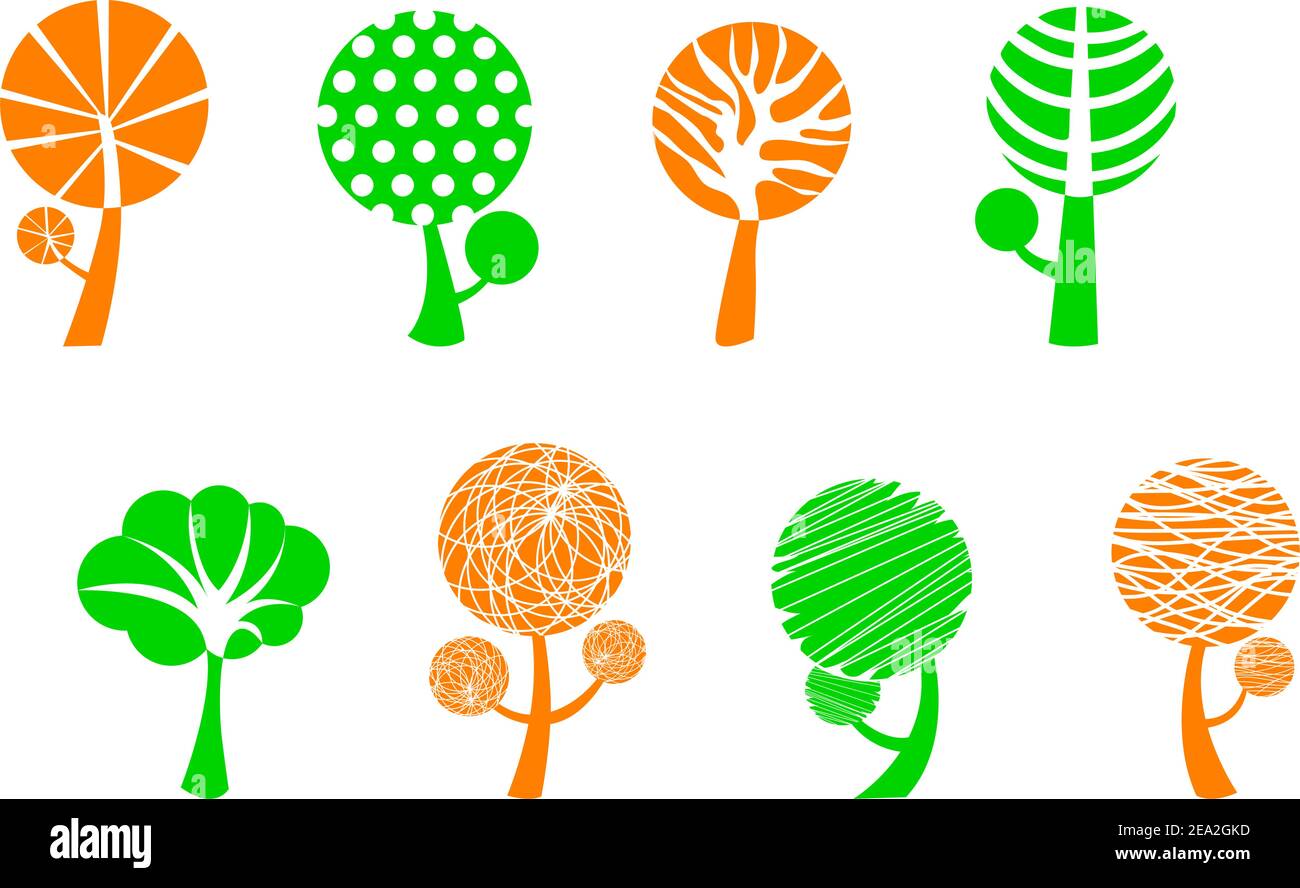 Set of tree symbols as a signs or embolems Stock Vector Image & Art - Alamy