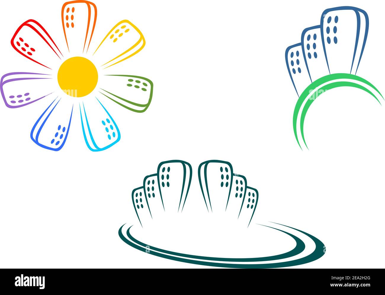 Symbols of modern and ancient buildings for design Stock Vector Image ...