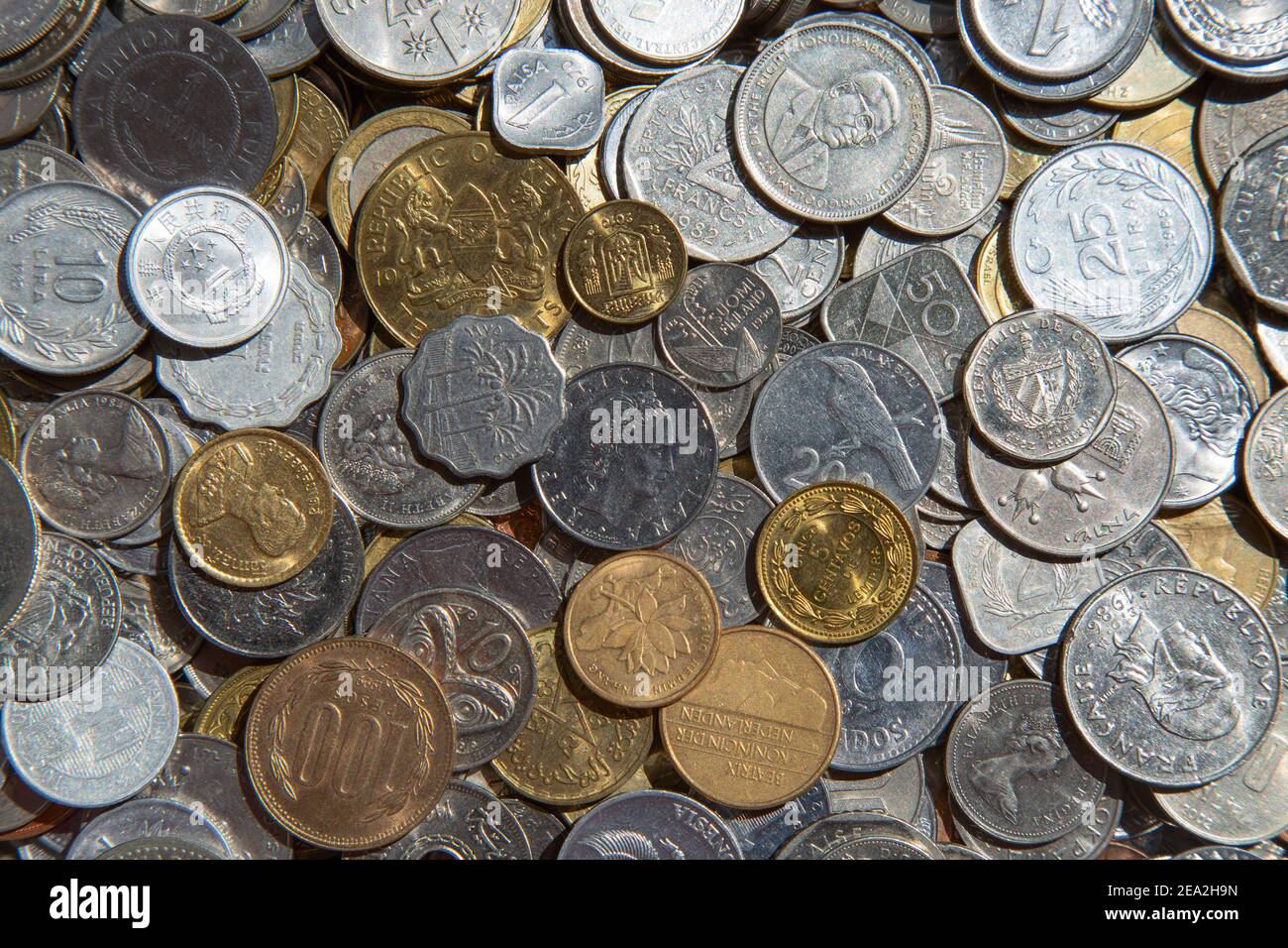 Collection of the old circulated coins Stock Photo - Alamy
