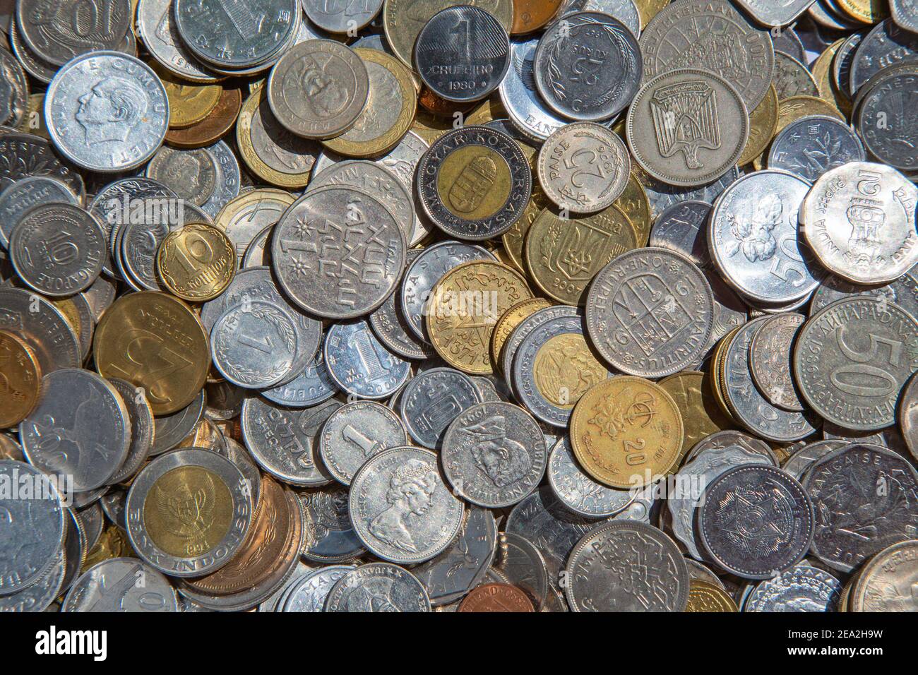 Collection of the old circulated coins Stock Photo - Alamy