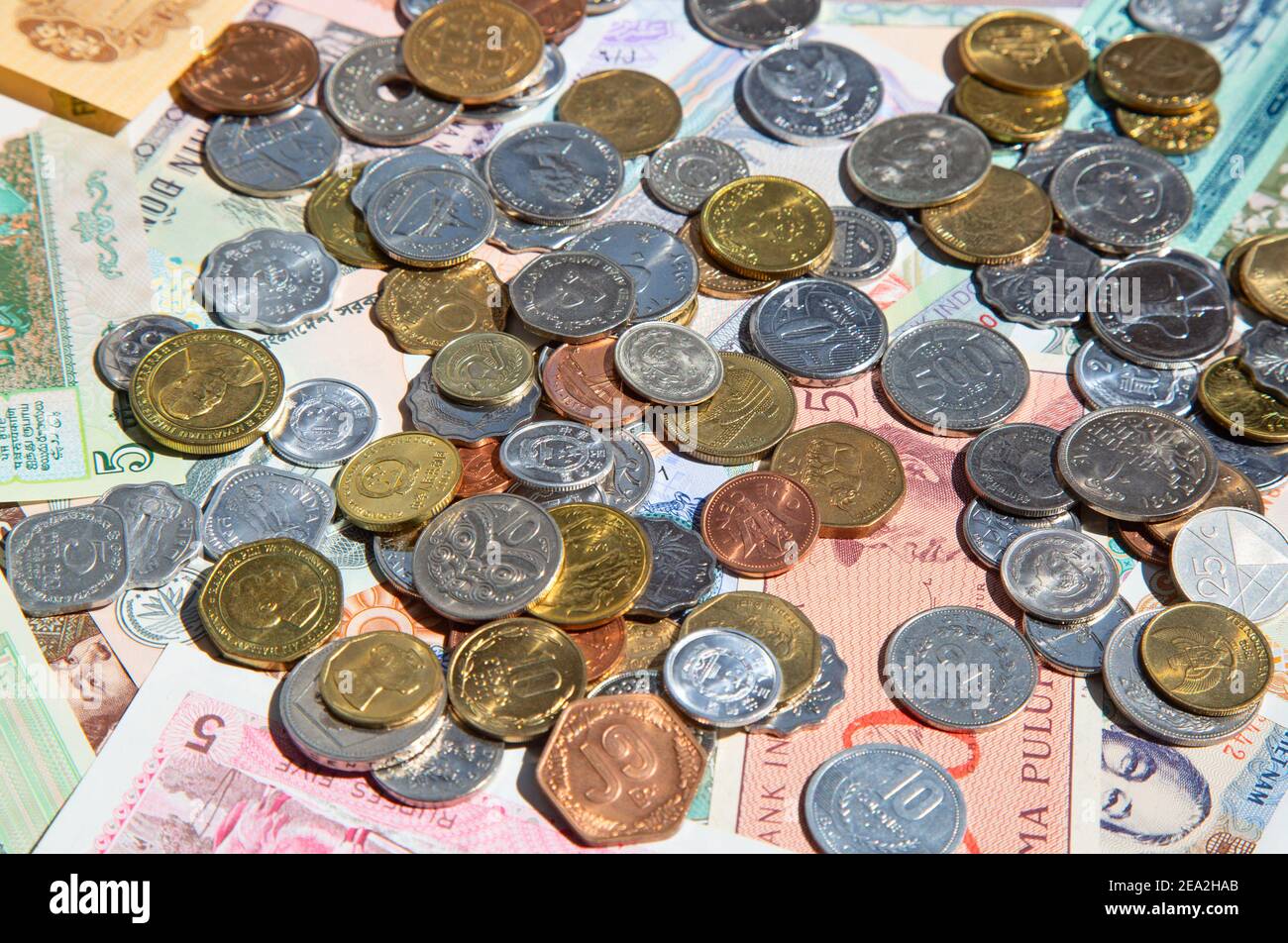 Collection of the old circulated coins Stock Photo - Alamy