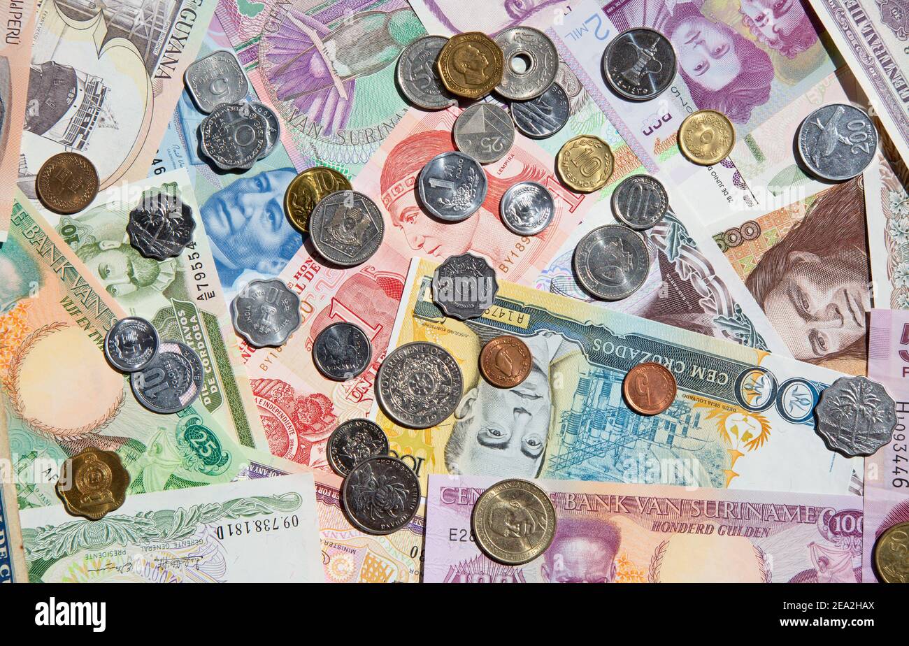 Collection of the old circulated coins Stock Photo - Alamy