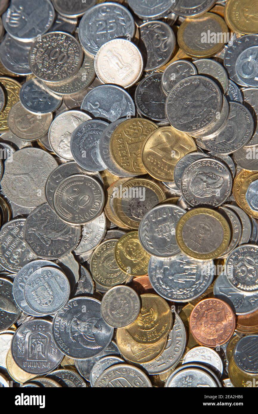 Collection of the old circulated coins Stock Photo - Alamy