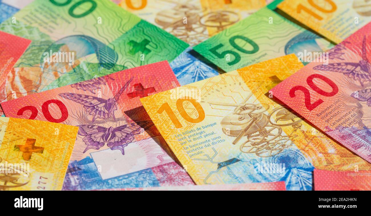 Collection of the new swiss banknotes (issued in 2017 Stock Photo - Alamy