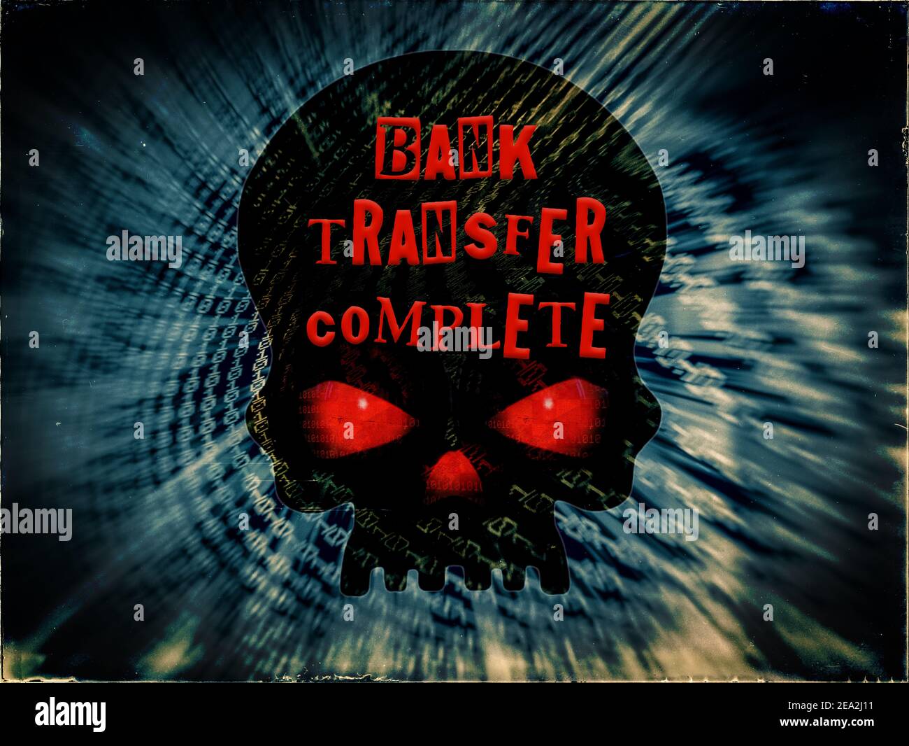 Bank transfer complete, computer Ransomware attack Stock Photo - Alamy