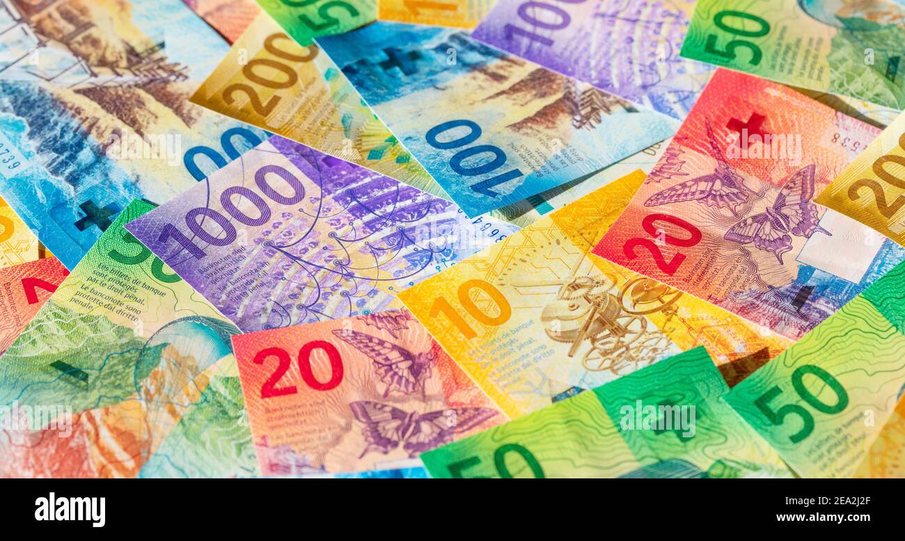 Collection of the new swiss banknotes (issued in 2017 Stock Photo - Alamy