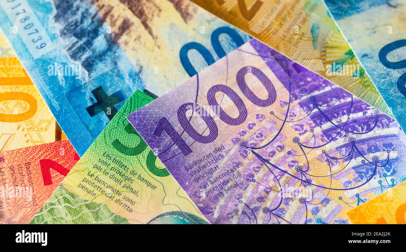 Collection of the new swiss banknotes (issued in 2017 Stock Photo - Alamy