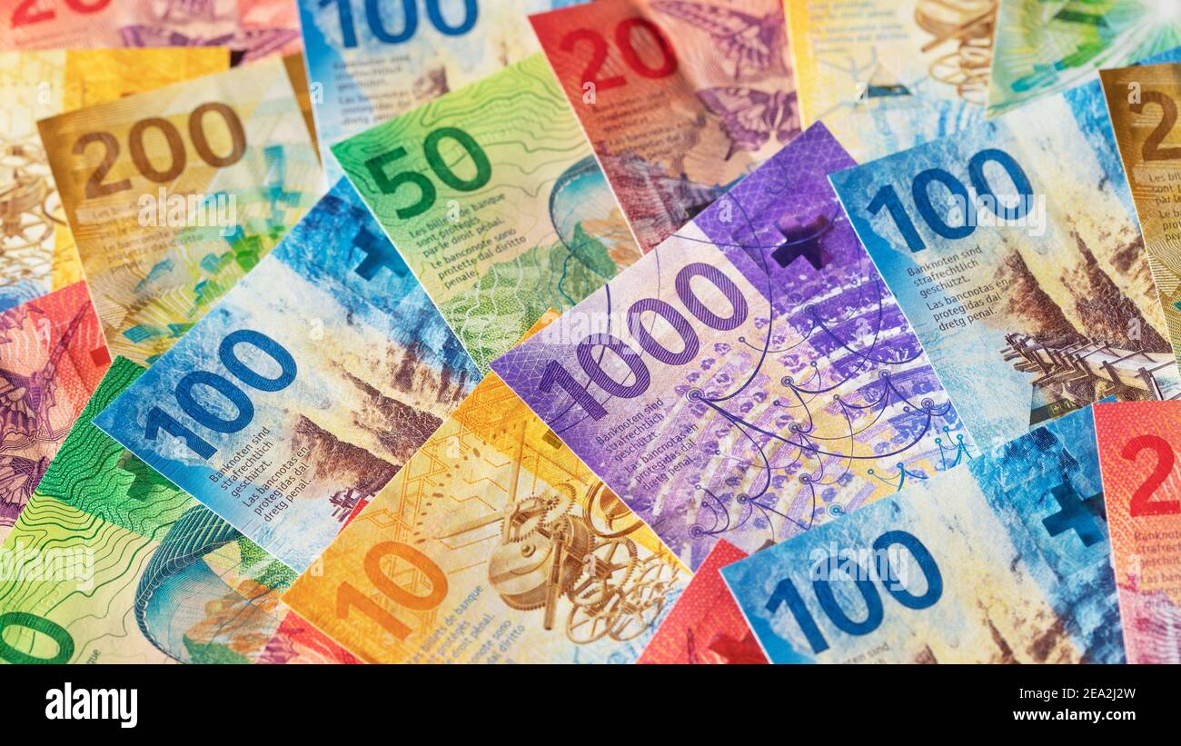 Collection of the new swiss banknotes (issued in 2017 Stock Photo - Alamy