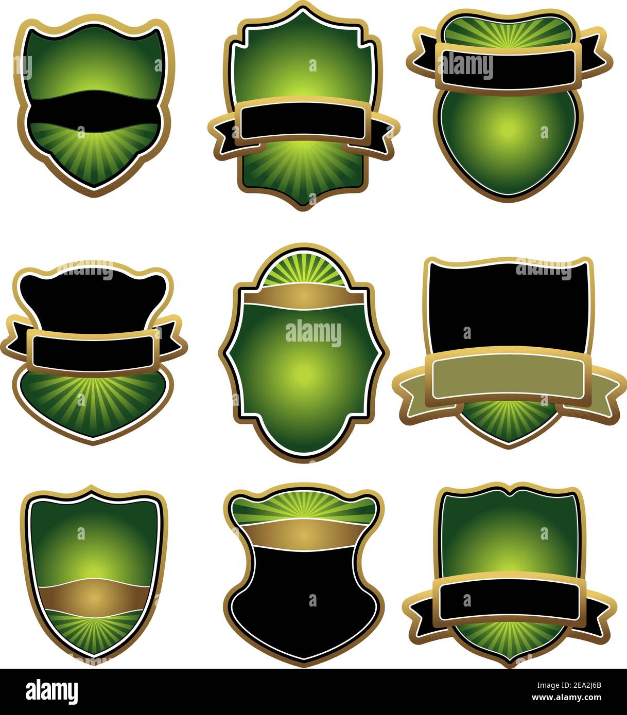 Set of green and gold labels for design Stock Vector Image & Art - Alamy