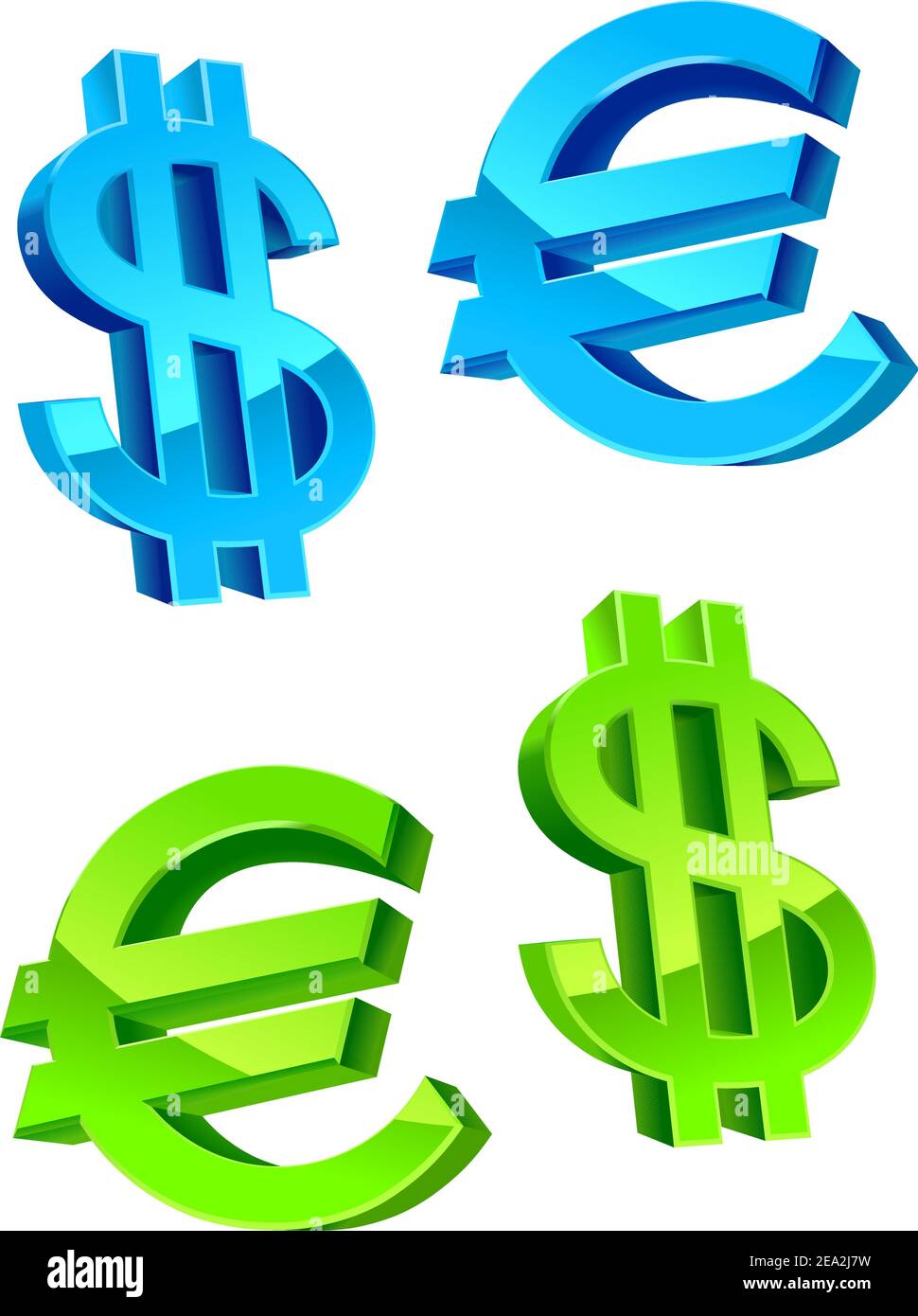 Glossy currency symbols of USA dollar and euro Stock Vector Image & Art ...