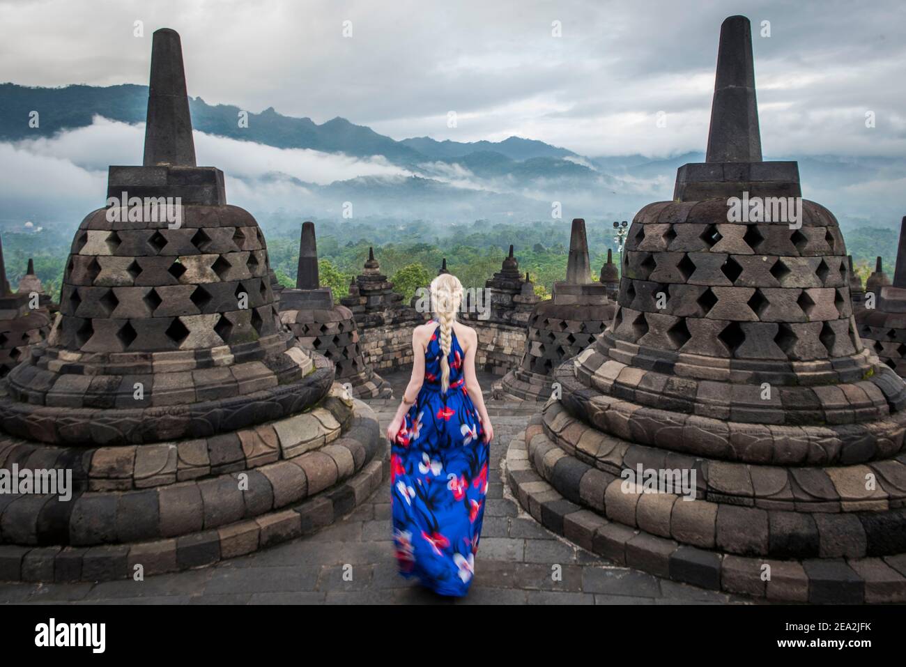Model Maria Amanda at the top of Borobudur, a Buddhist temple in ...