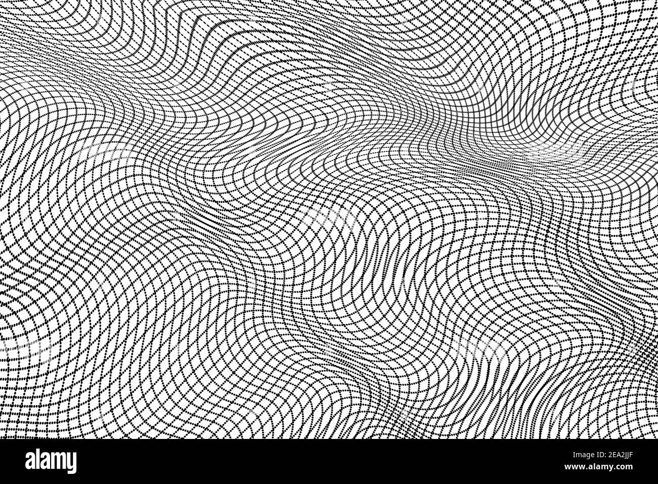 Abstract black and white wavy grid background. The geometric squared ...