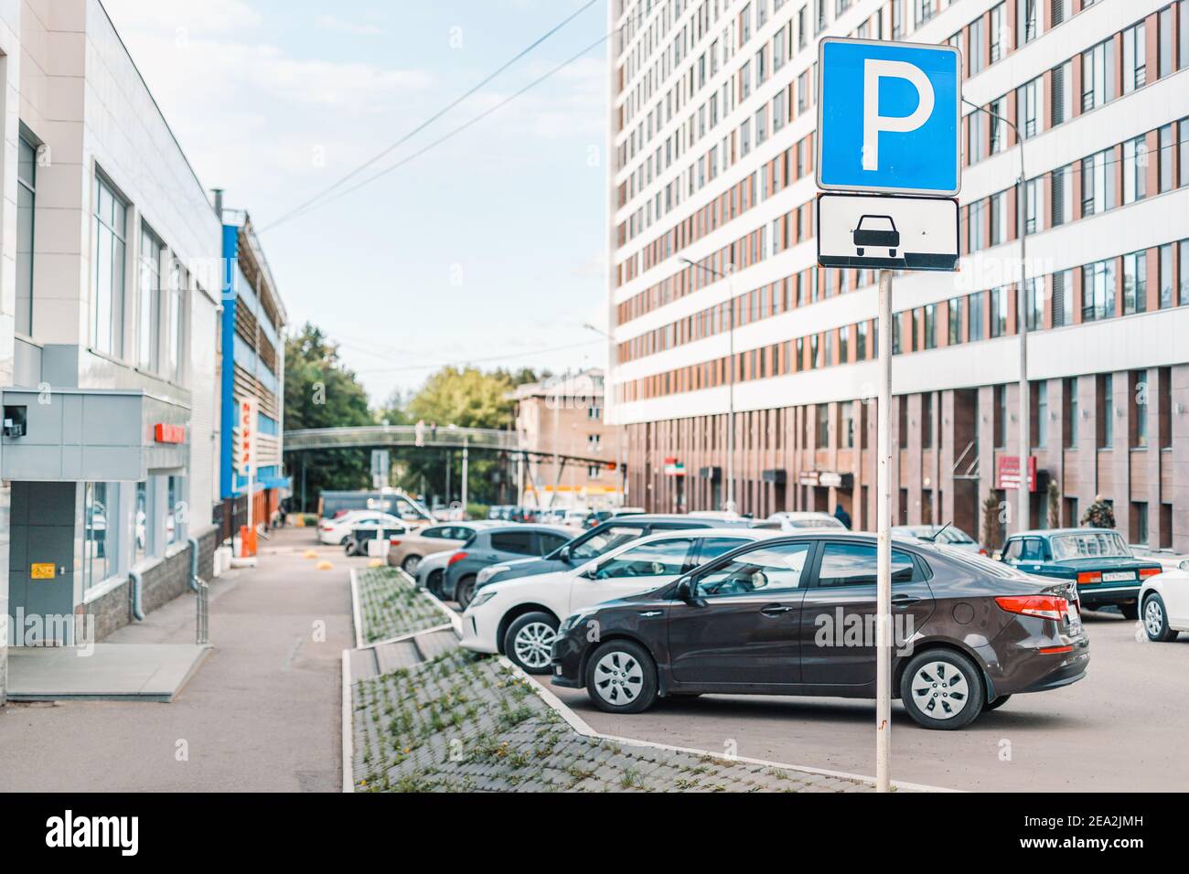 11 May 2020, Ufa, Russia: Car Parking lot roadsign in the city ...
