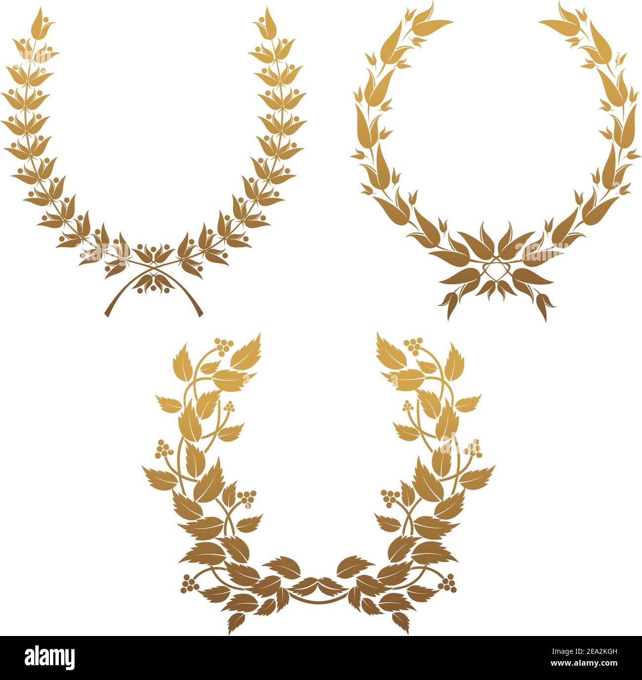 Set of gold laurel wreaths for design Stock Vector Image & Art - Alamy