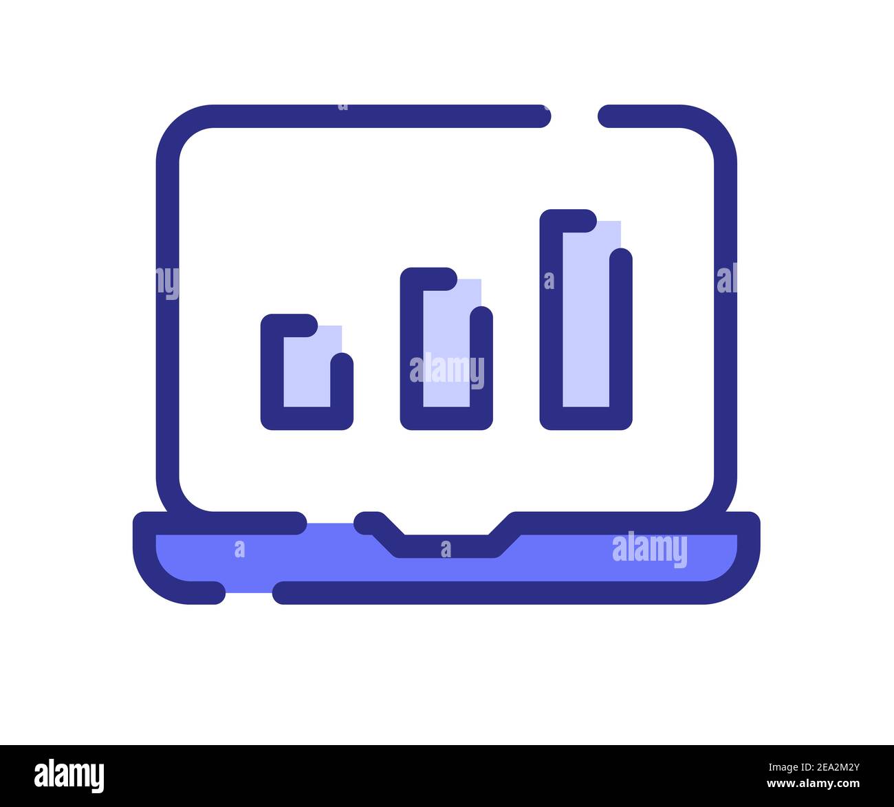 laptop graphic chart single isolated icon with dashed line or dash ...