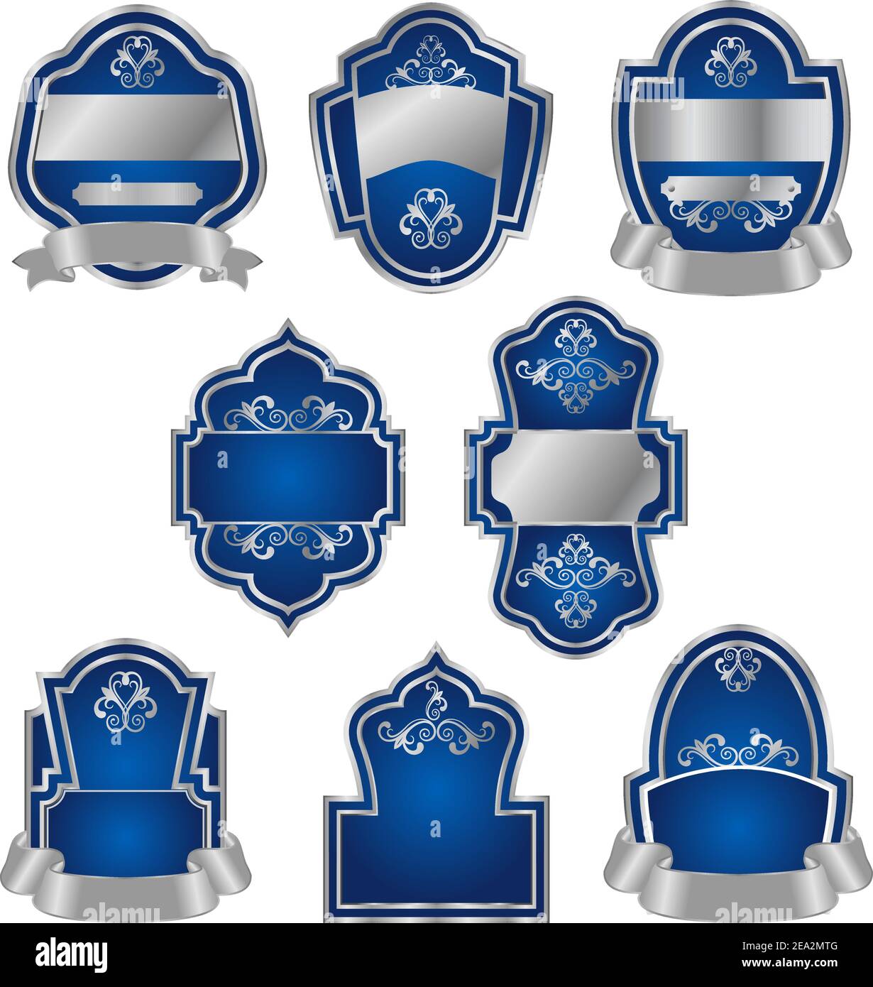 Set of vintage silver labels for design food and beverages Stock Vector ...