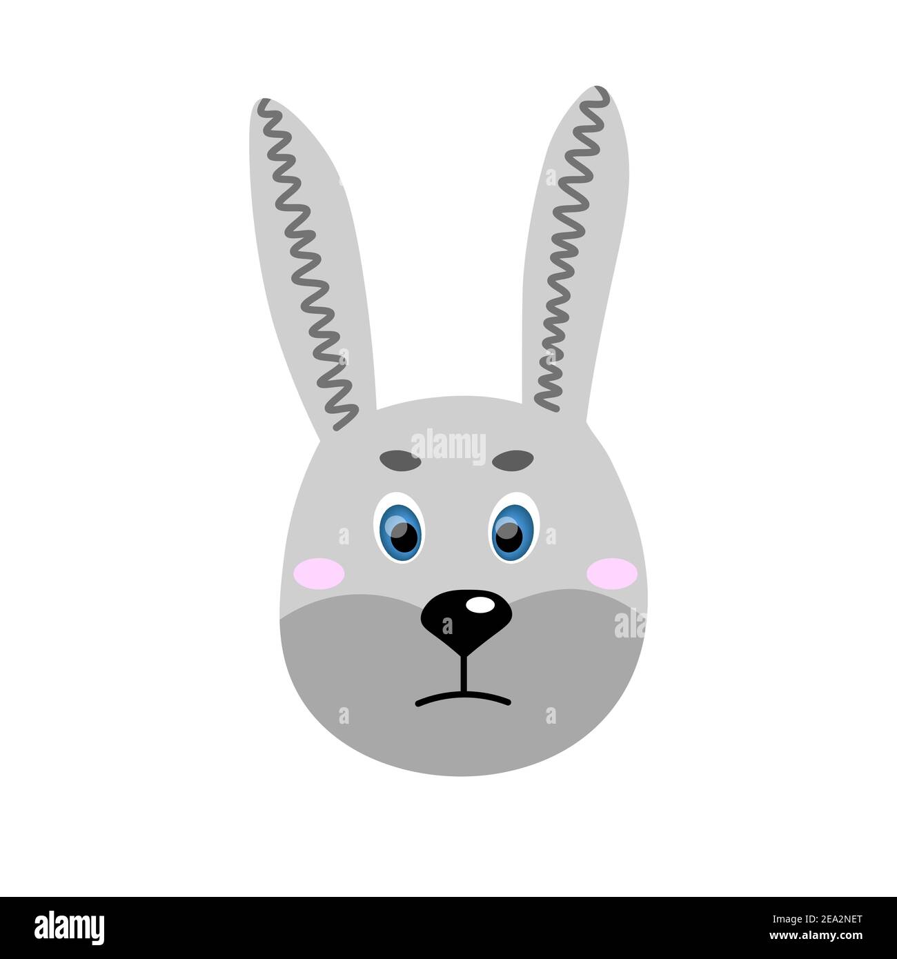 Colorful cute vector hare face. One object on a white background ...