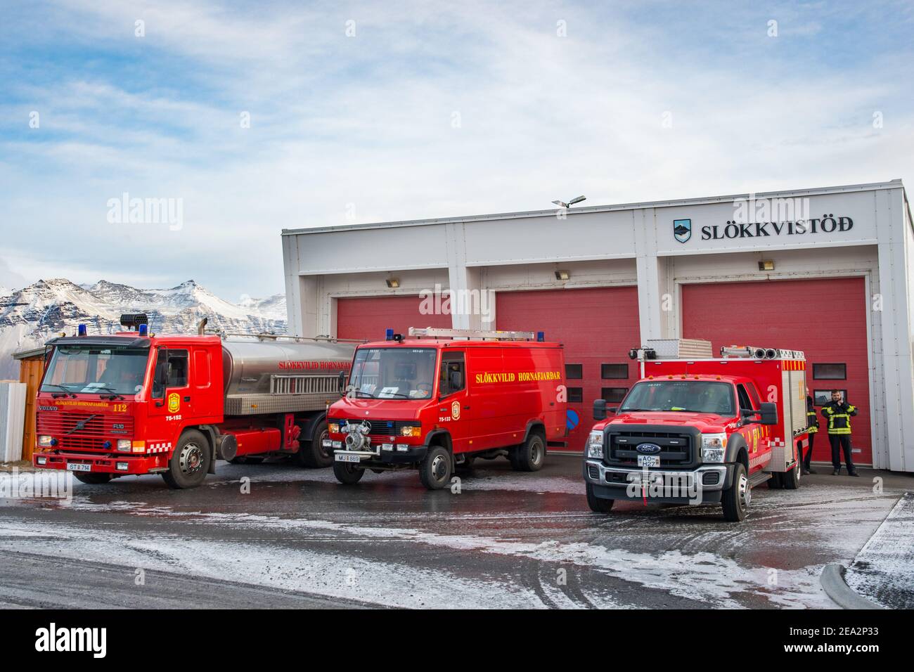 Hornafjordur Iceland - February 11. 2020: The fire trucks of ...