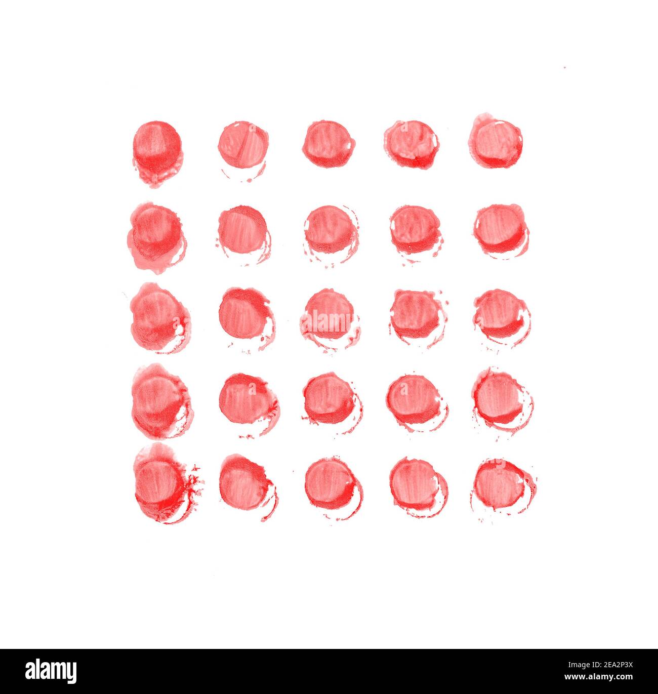Abstract red paint circles brush for painting isolated on white Stock ...