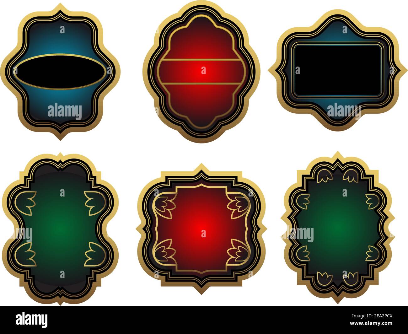 Set of golden vintage labels for design food and beverages Stock Vector ...