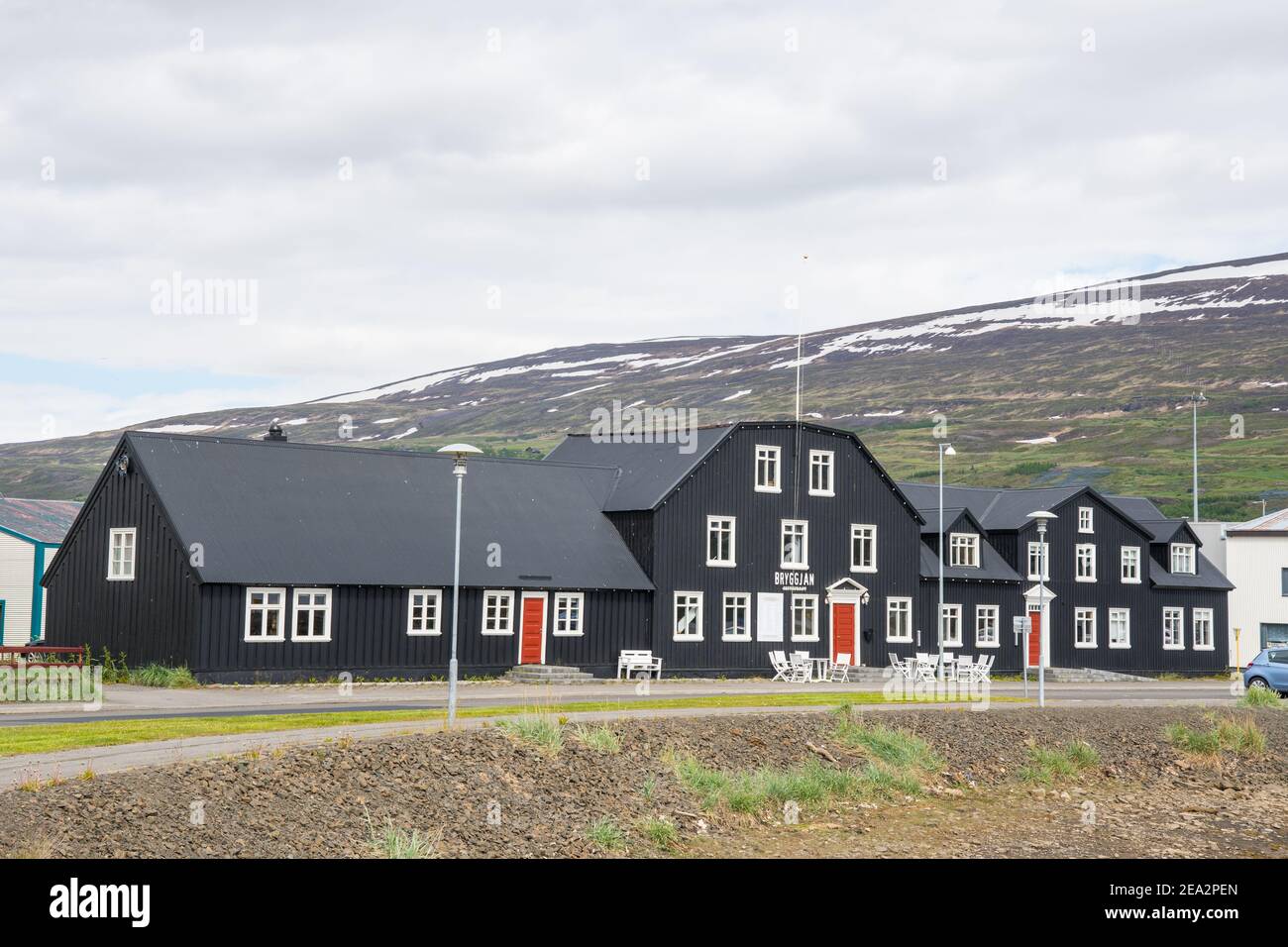 Akureyri Iceland - June 16. 2020: One of the oldest buildings in ...