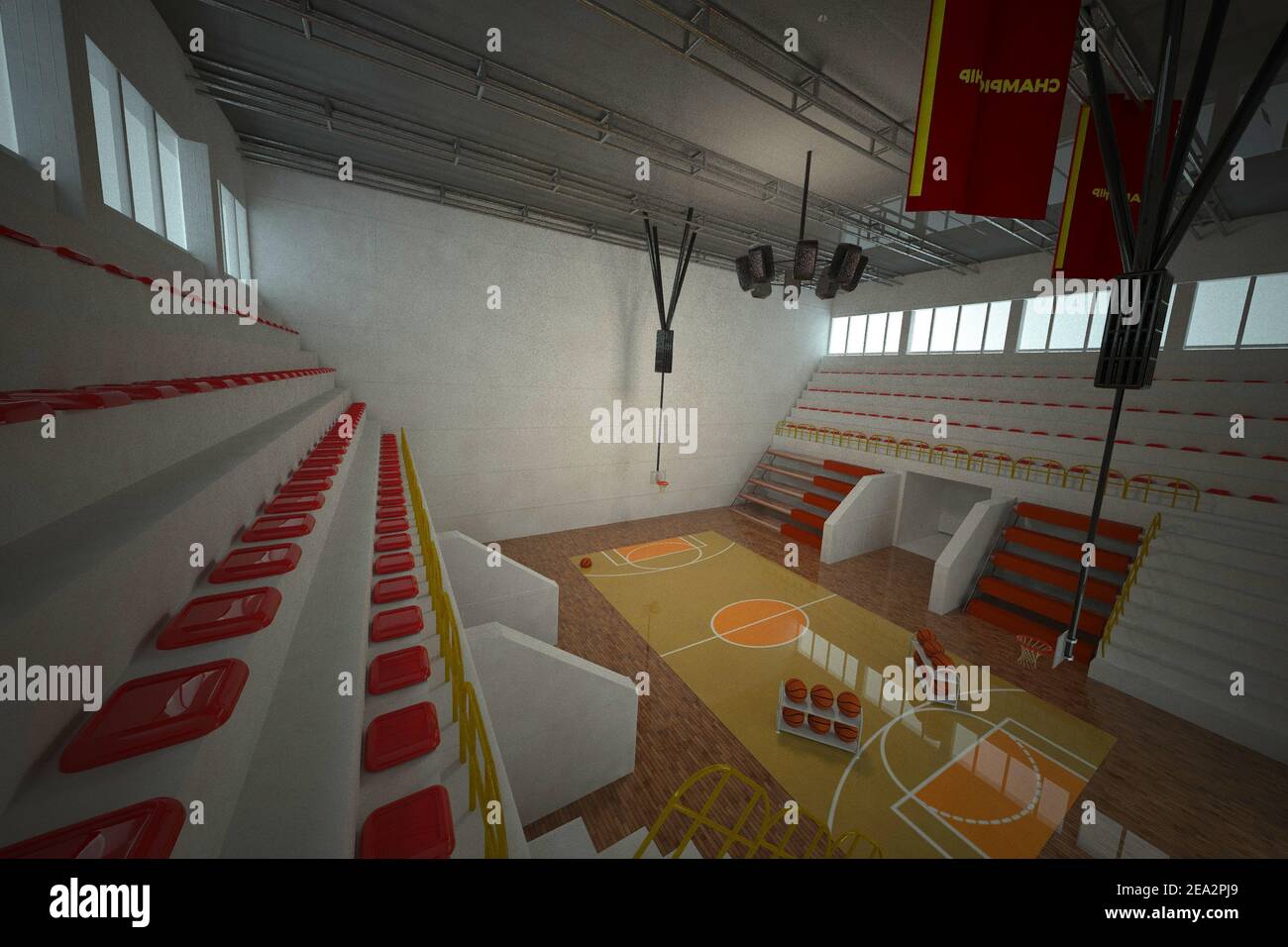 Basketball domed field with natural light, 3d rendering Stock Photo - Alamy