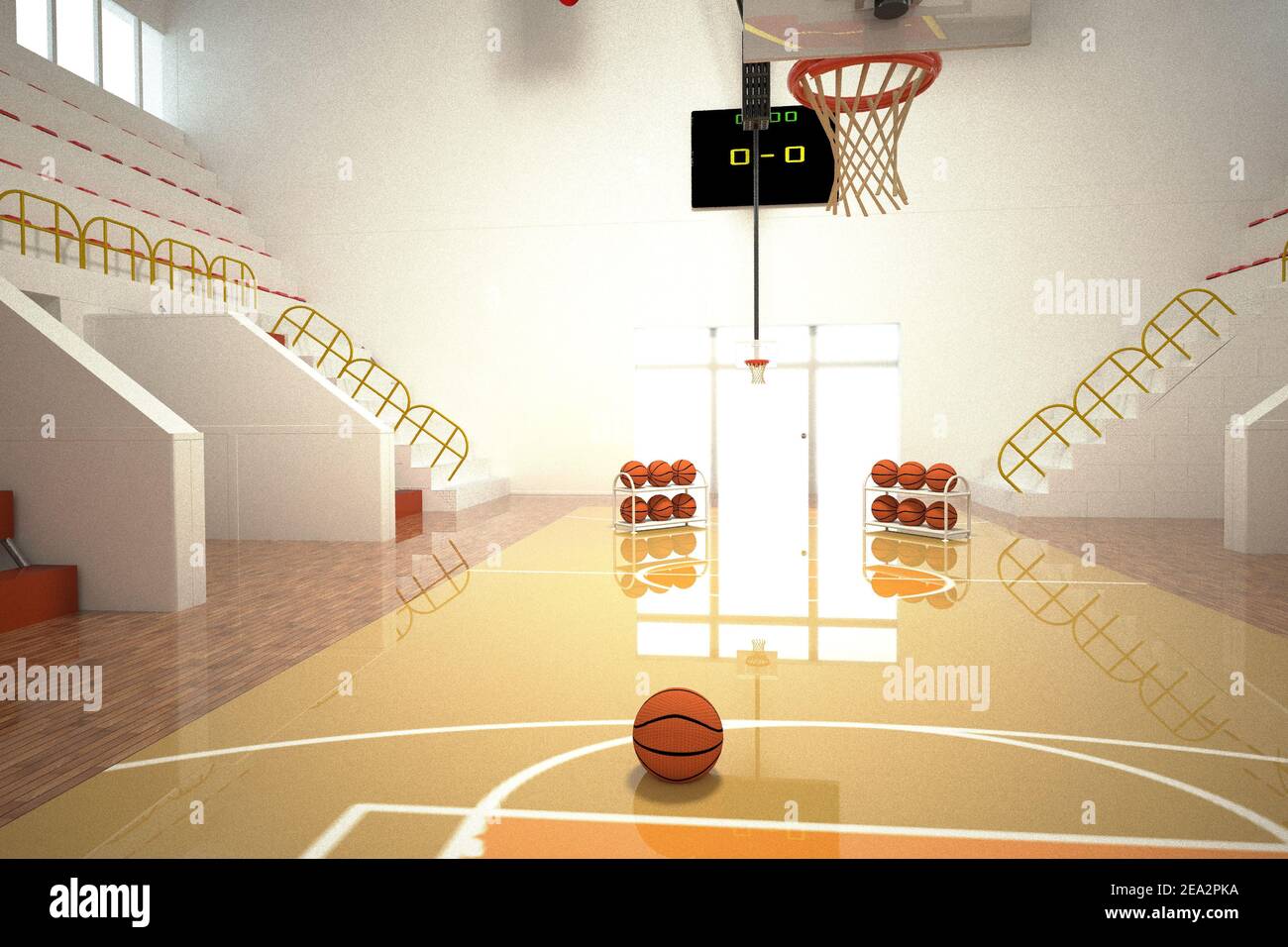 Basketball domed field with natural light, 3d rendering Stock Photo - Alamy