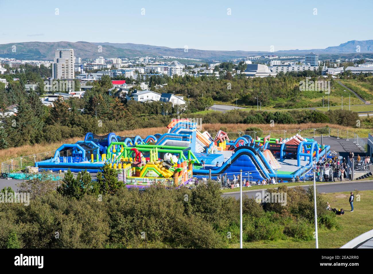 Reykjavik Iceland - September 5. 2020: One of the biggest bouncy ...