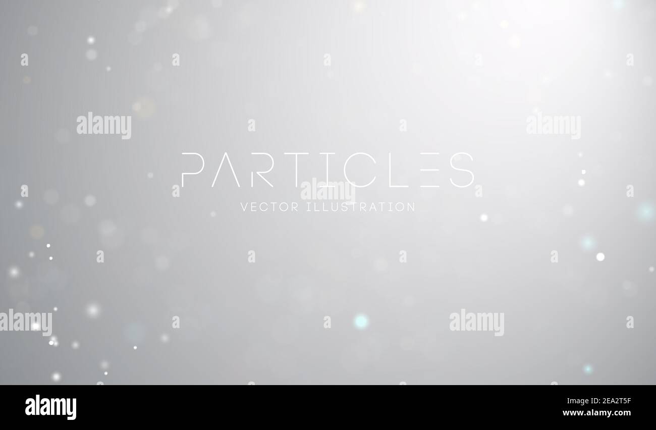 White particles on grey background. White data bokeh dust abstract ...
