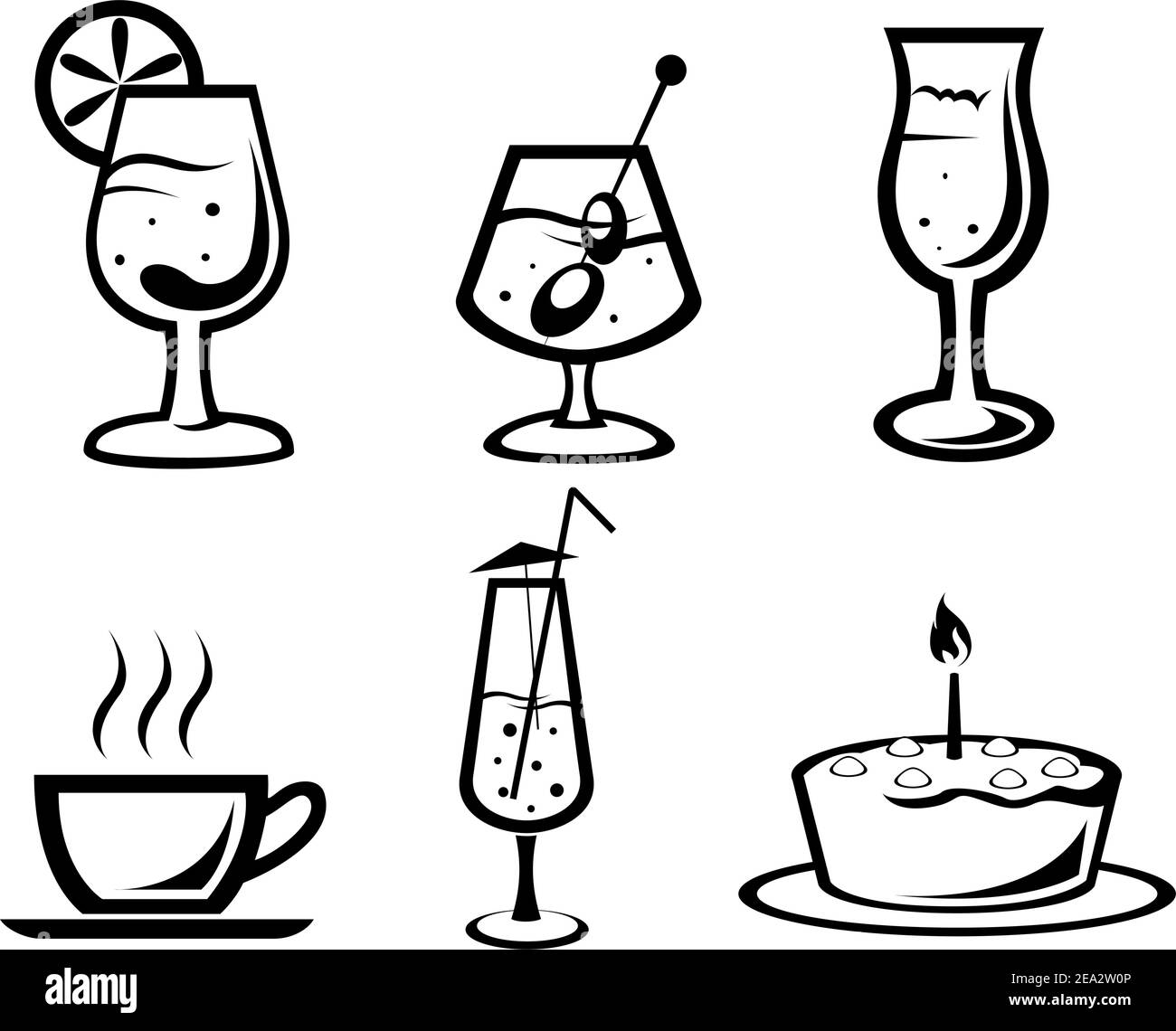 Set of cocktail and food symbols for design Stock Vector Image & Art ...