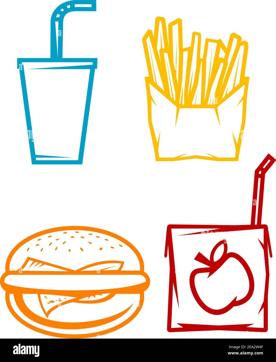 Set of fast food symbols isolated on white Stock Vector Image & Art - Alamy