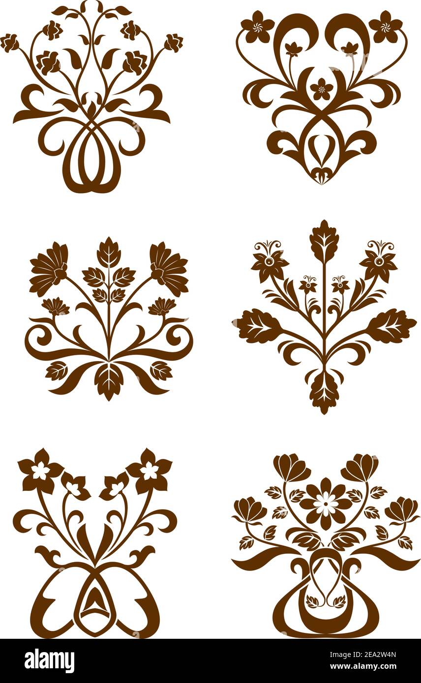 Flower patterns isolated on white for design and ornate Stock Vector ...