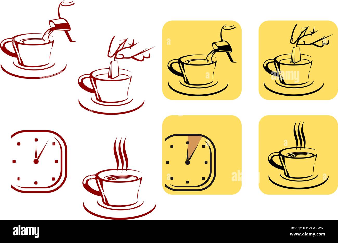 Tea preparation ceremony symbols isolated on white Stock Vector Image ...
