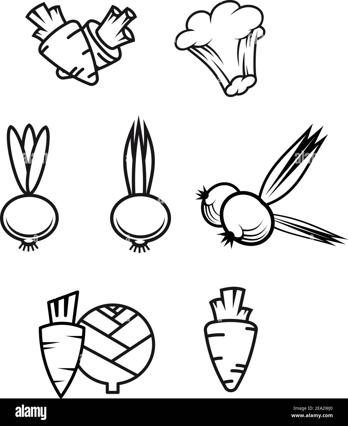 Set of vegetable symbols isolated on white for design Stock Vector ...