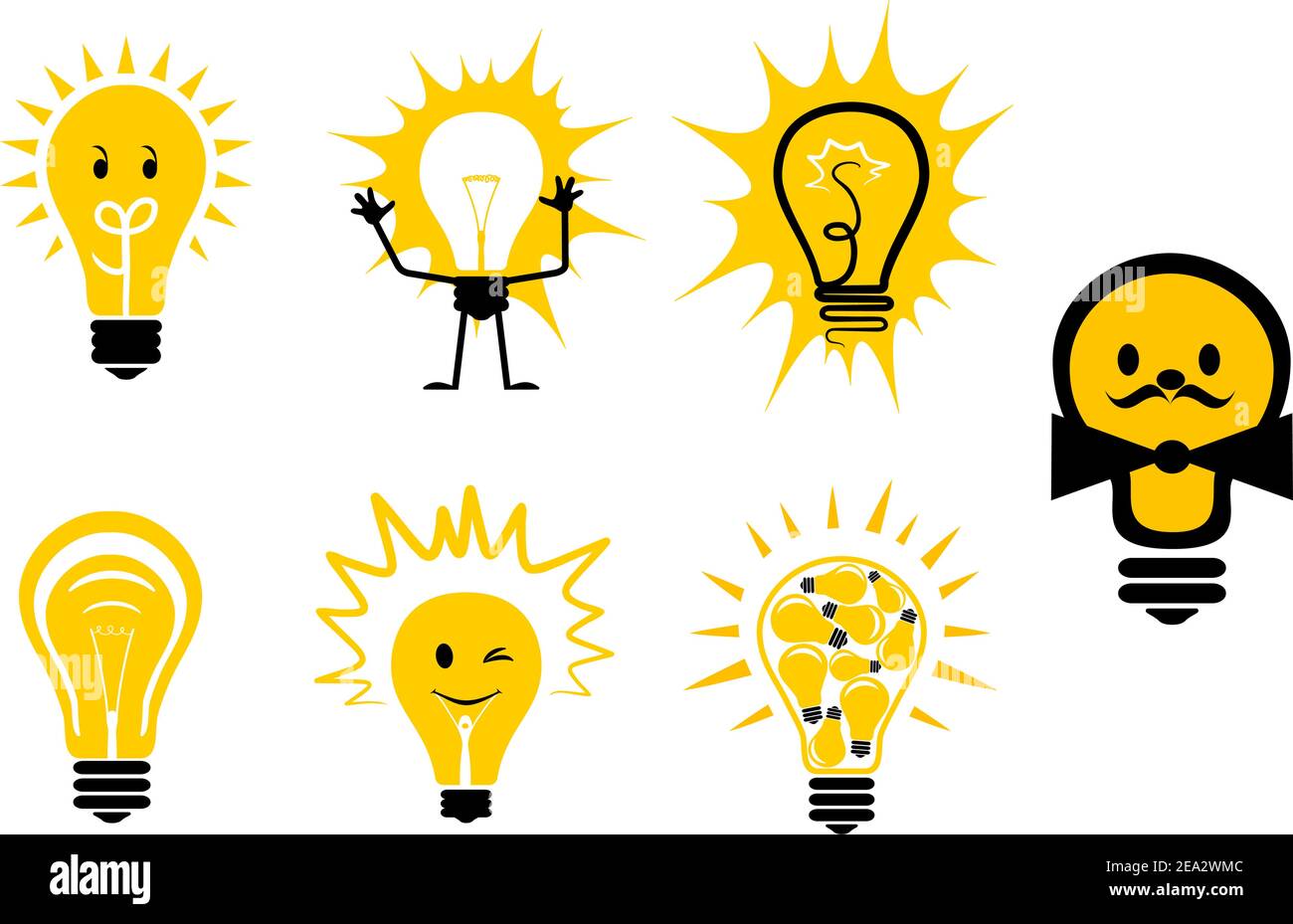 Set of light bulb symbols for design Stock Vector Image & Art - Alamy