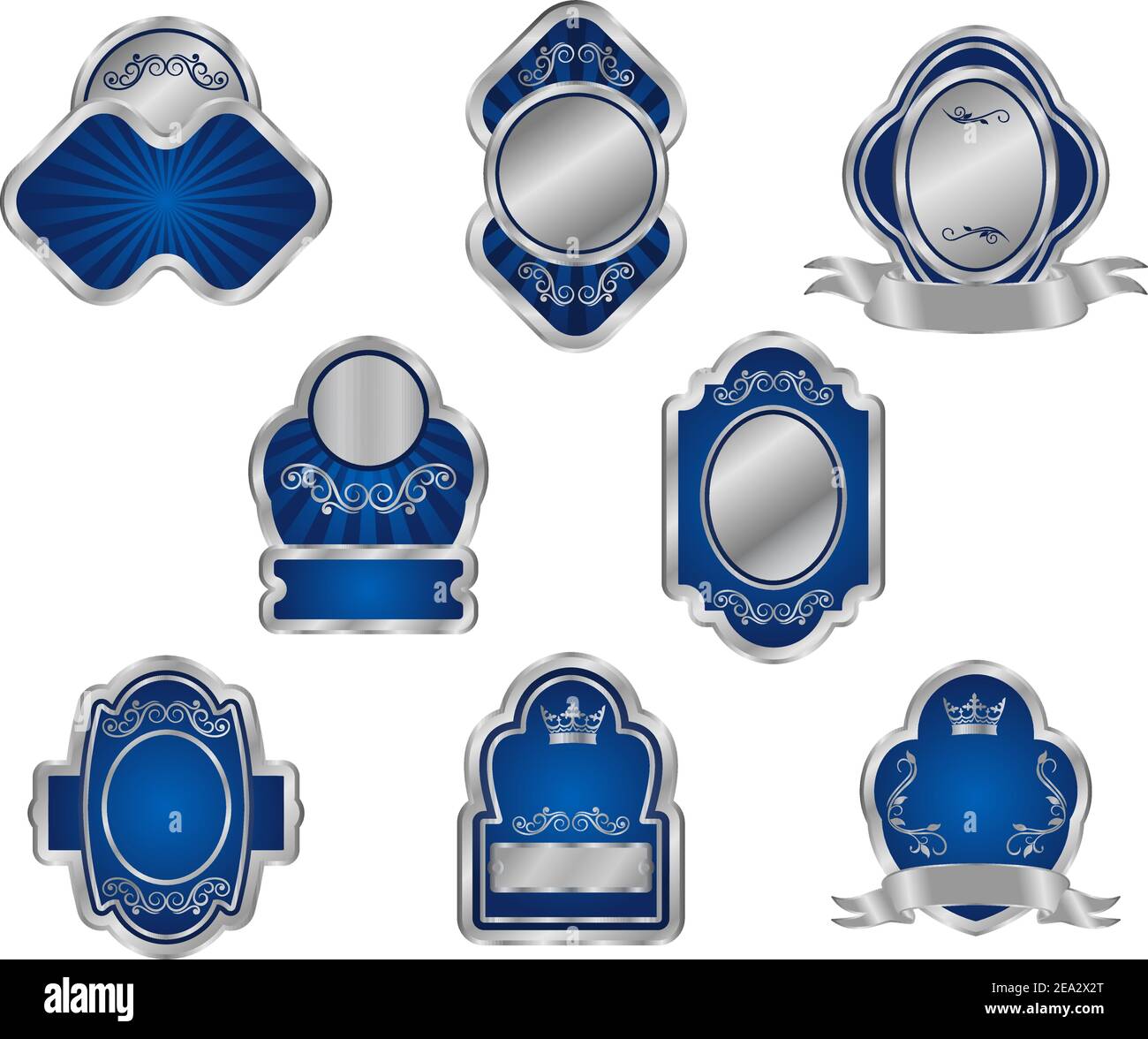 Set of vintage silver labels for design food and beverages Stock Vector ...