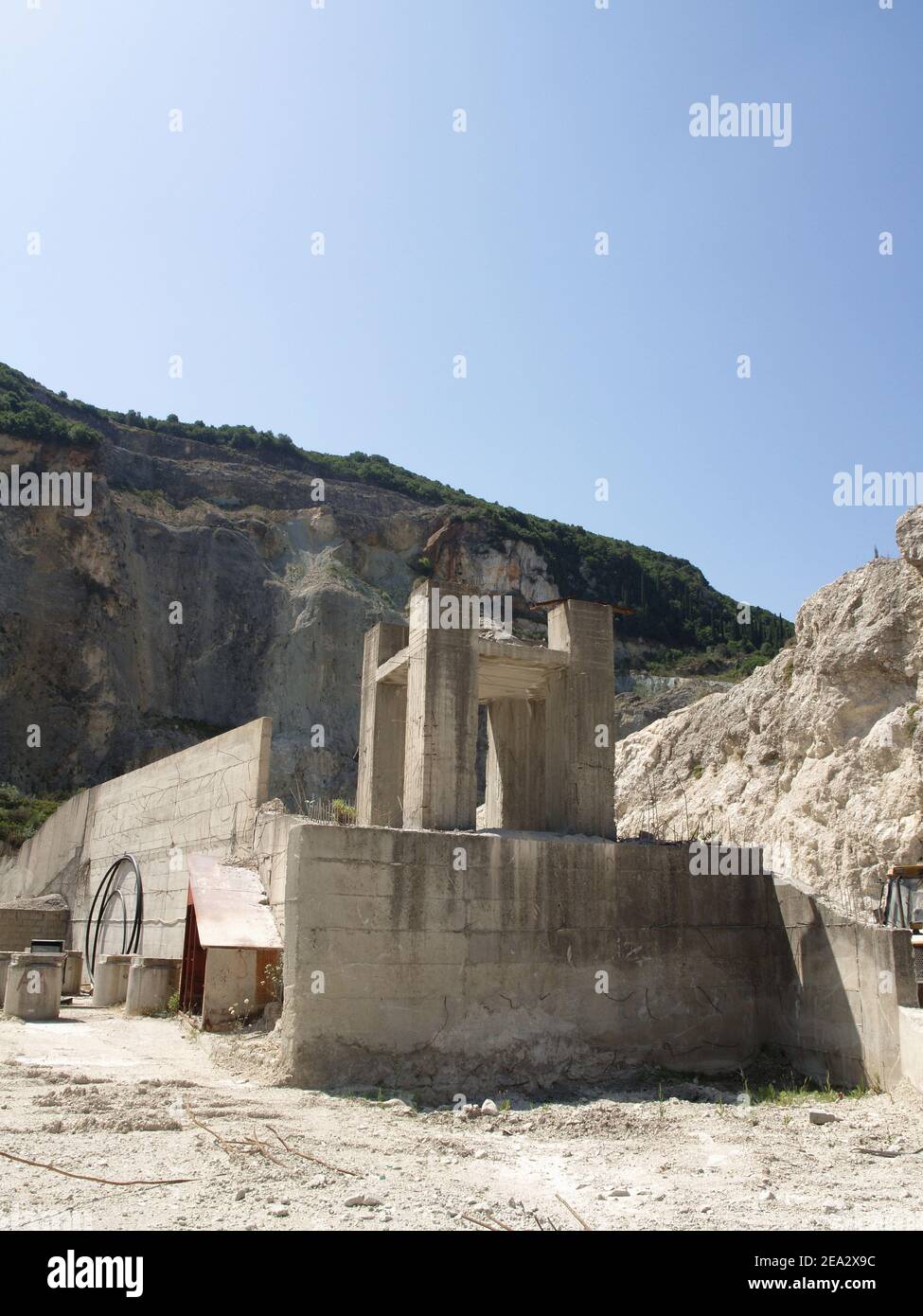 Concrete structure at quarry at Troumpeta, Corfu, Greece Stock Photo ...