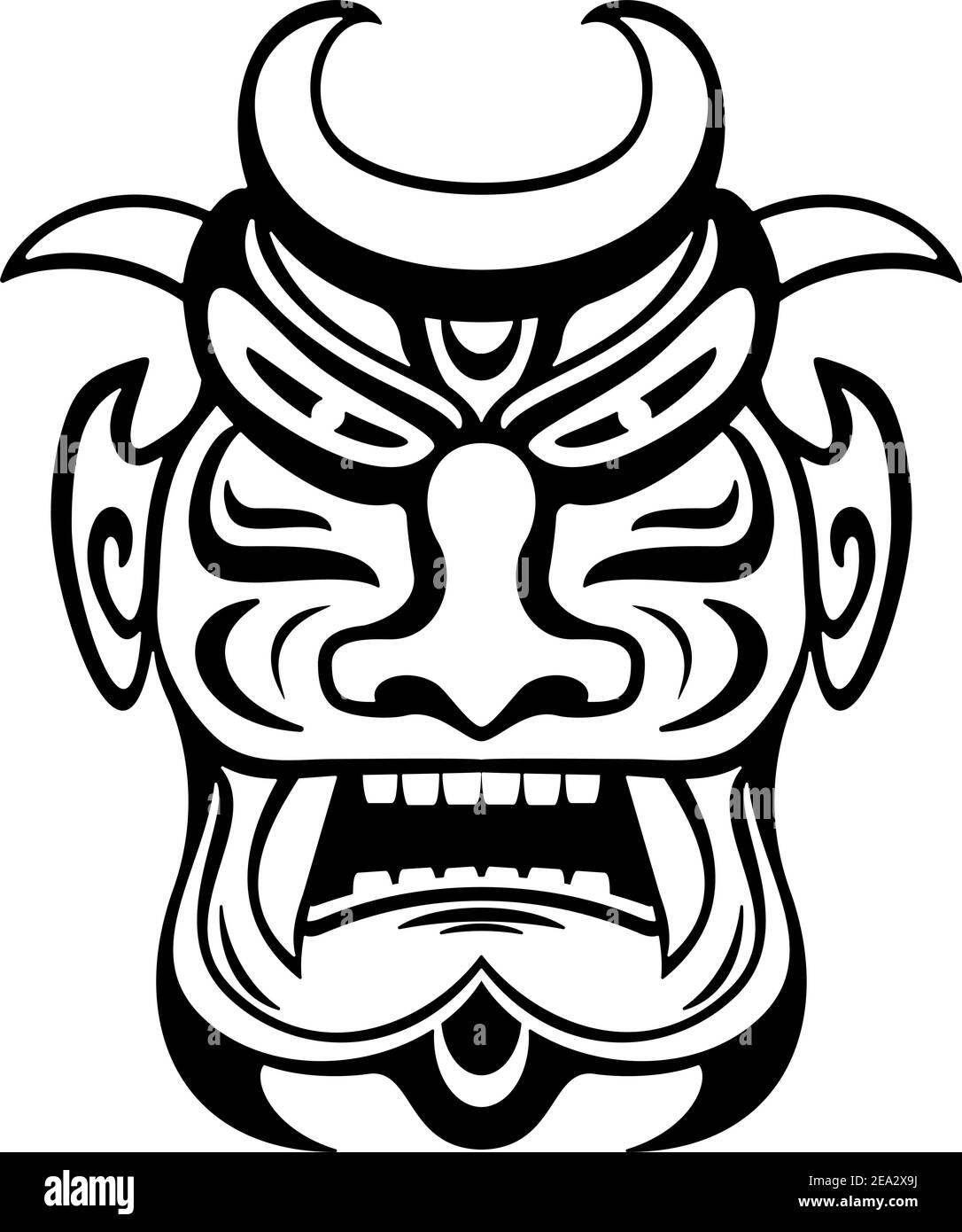 Ancient ceremony mask isolated on white for design Stock Vector Image ...