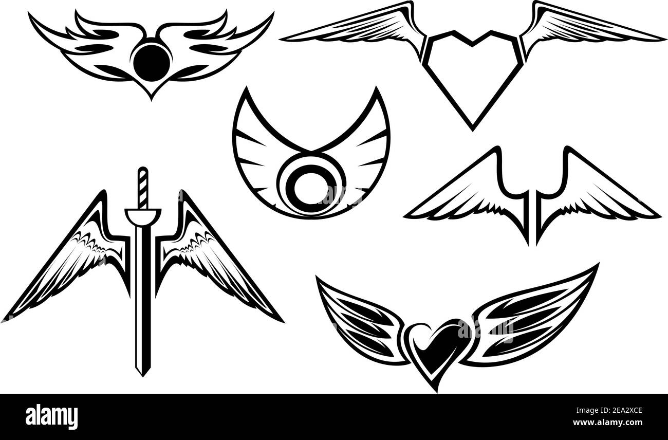 Set of wing symbols isolated on white Stock Vector Image & Art - Alamy