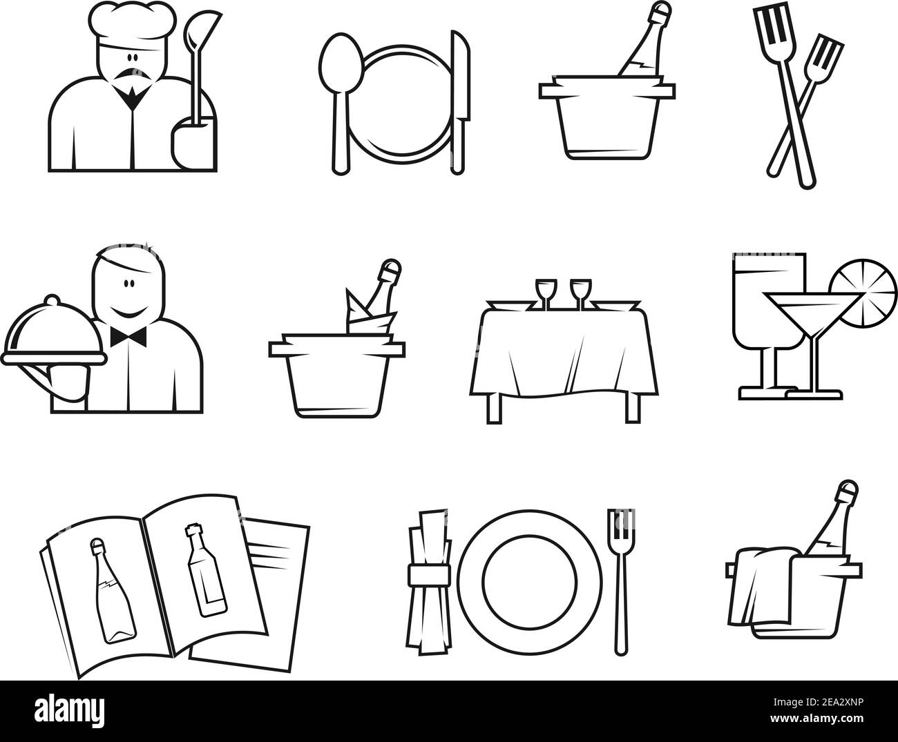 Set of restaurant symbols isolated on white for design Stock Vector ...