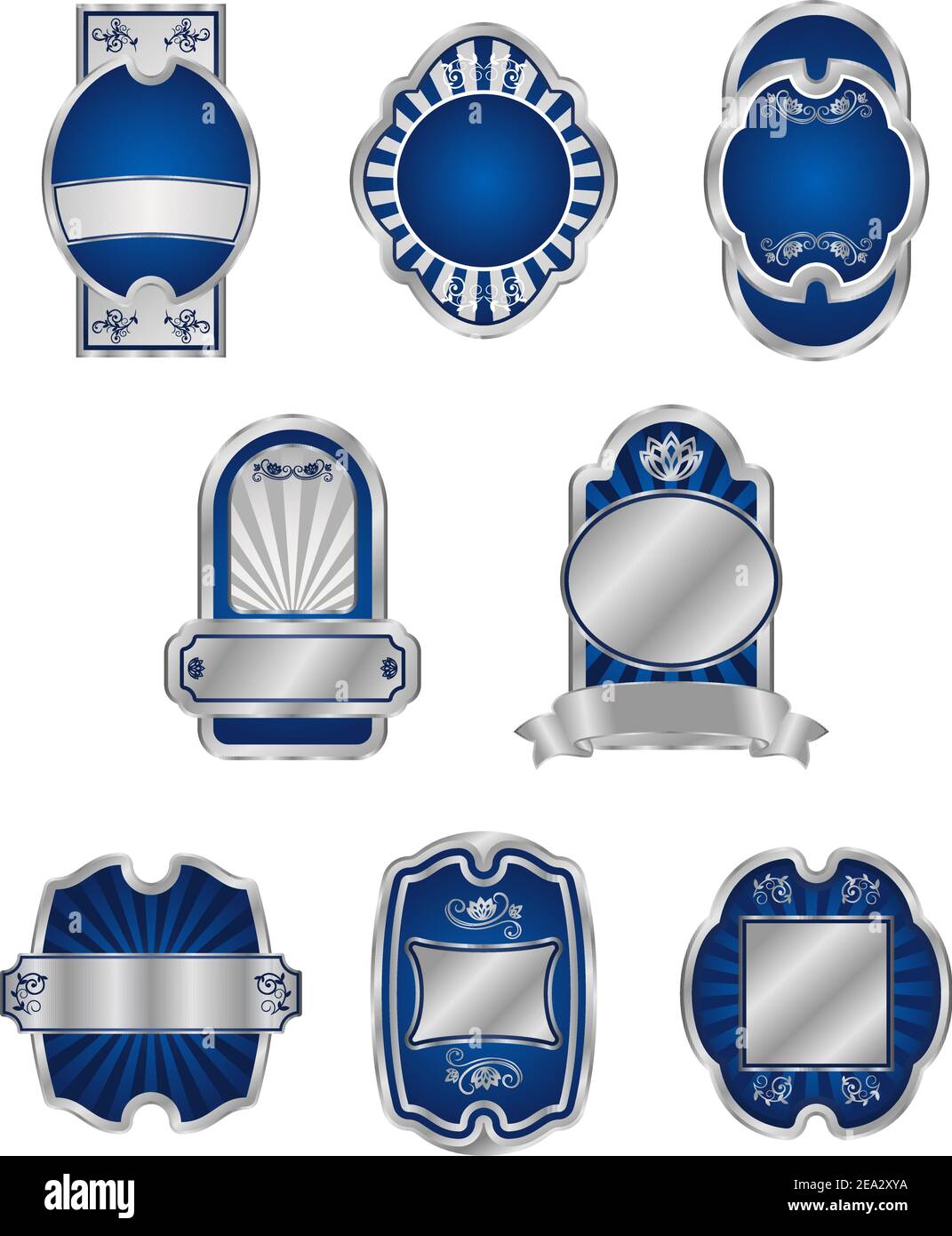 Set of vintage silver labels for design food and beverages Stock Vector ...