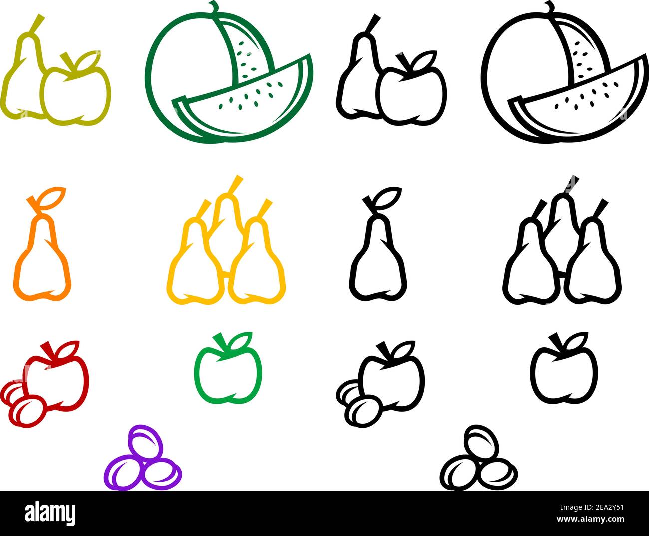 Set of fruits symbols isolated on white Stock Vector Image & Art - Alamy