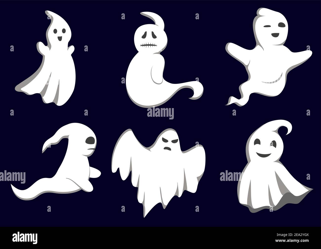 Set of ghosts for design isolated on background Stock Vector Image ...