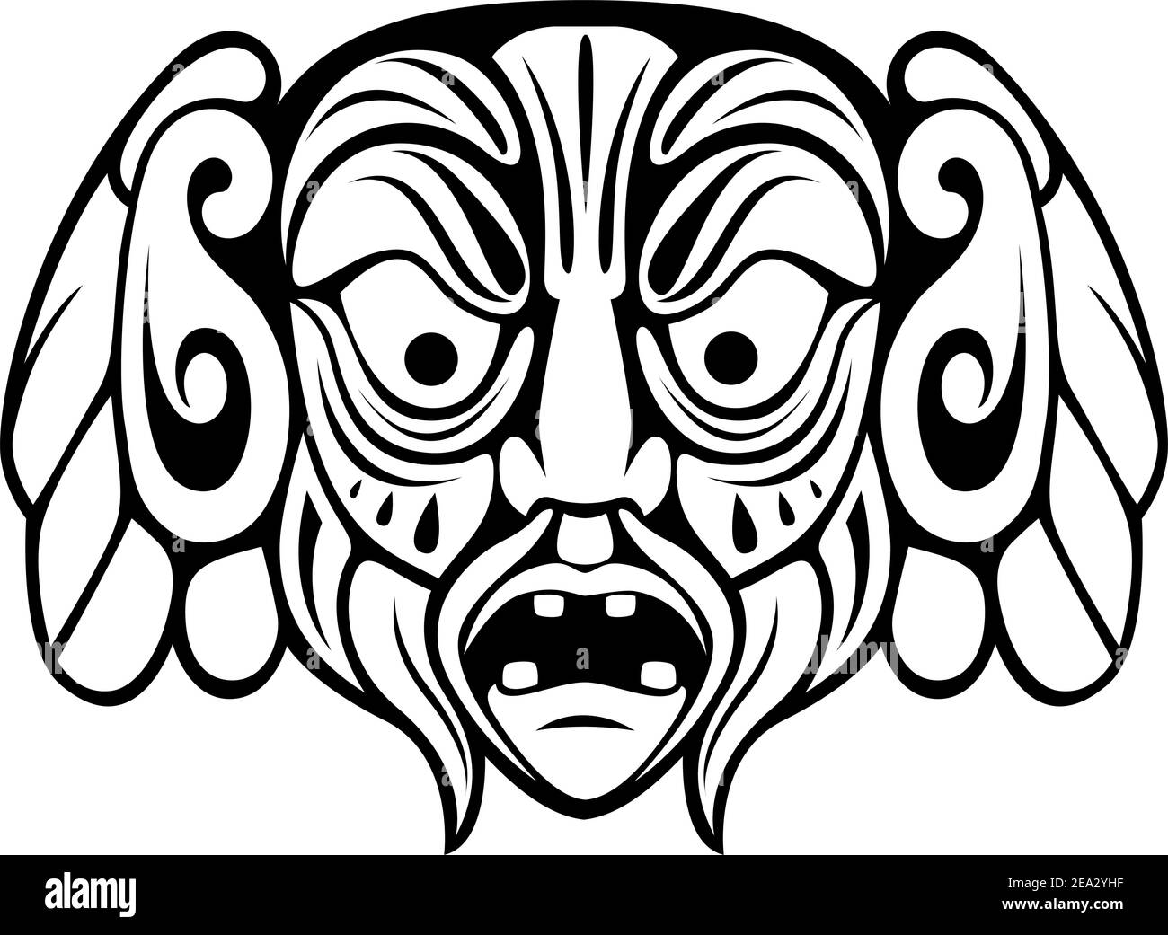 Ancient ceremony mask isolated on white for design Stock Vector Image ...