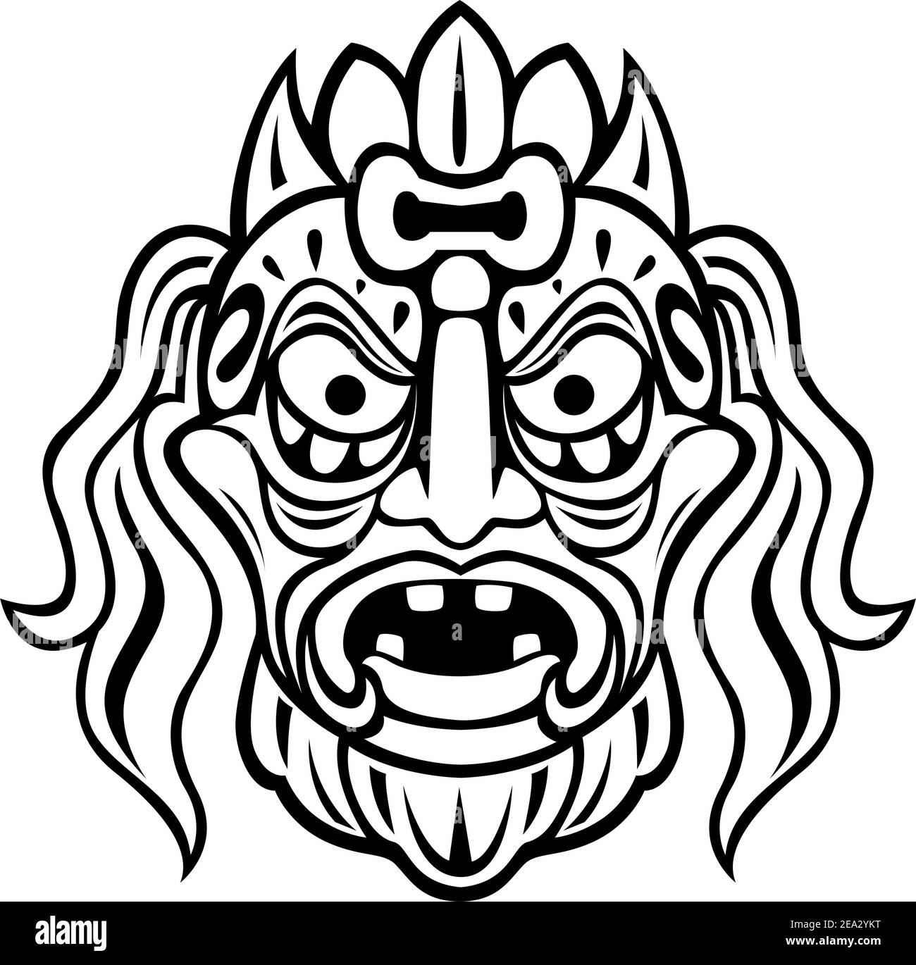 Ancient ceremony mask isolated on white for design Stock Vector Image ...