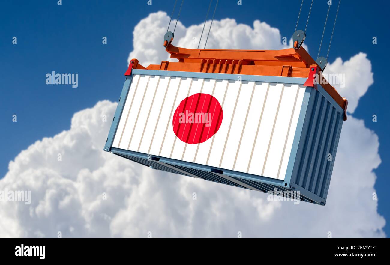 Shipping Container with Japan flag - 3D Rendering Stock Photo - Alamy