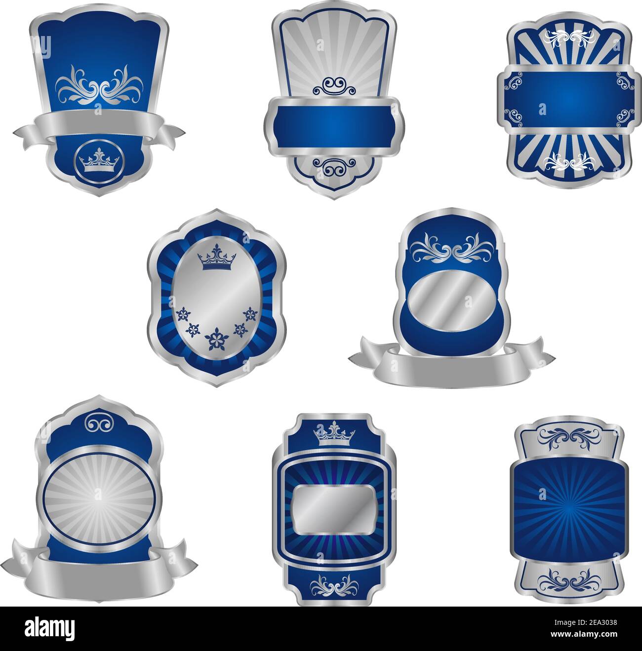 Set of vintage silver labels for design food and beverages Stock Vector ...