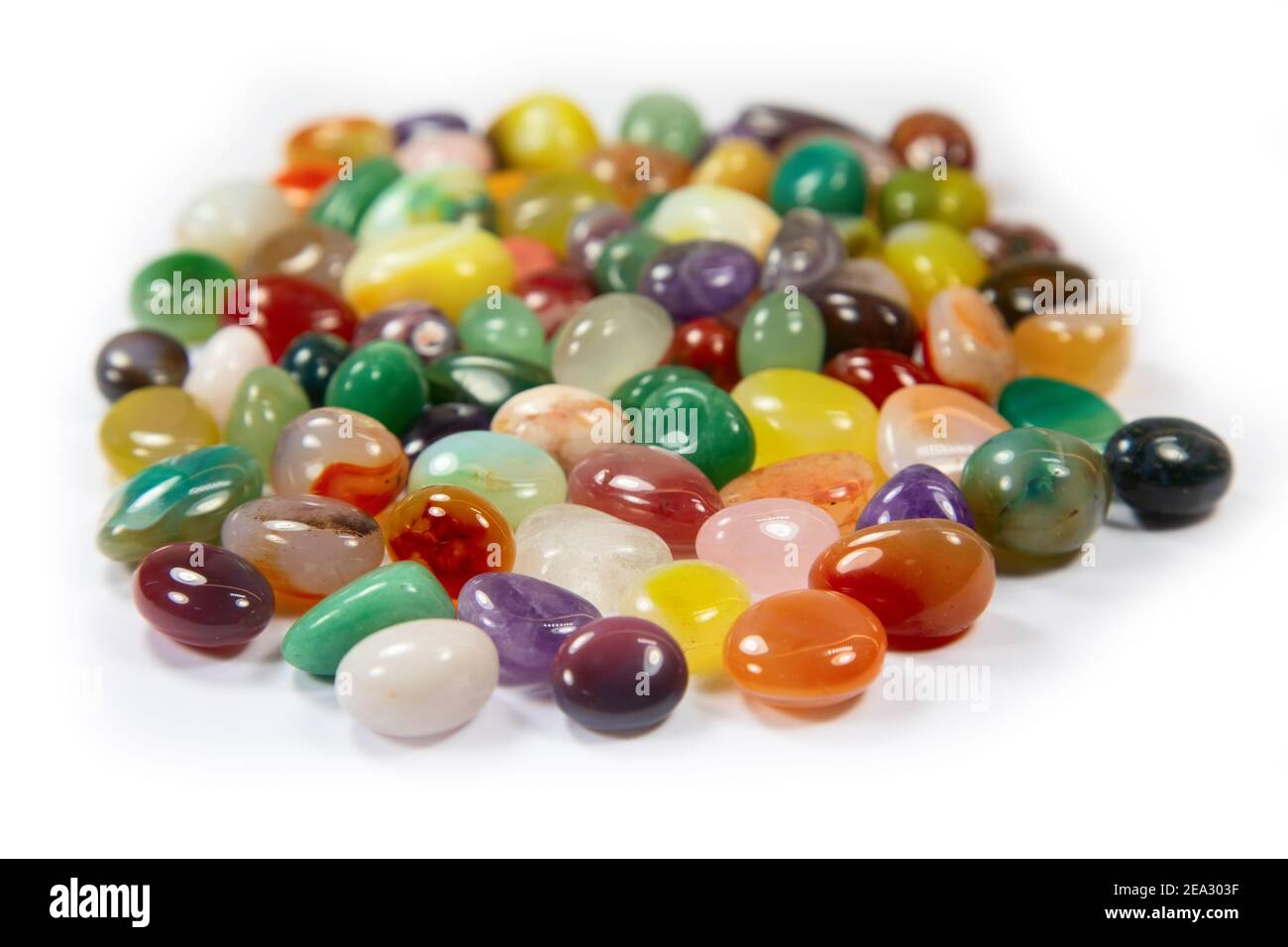 Collection of the semi precious stones on the white background Stock ...